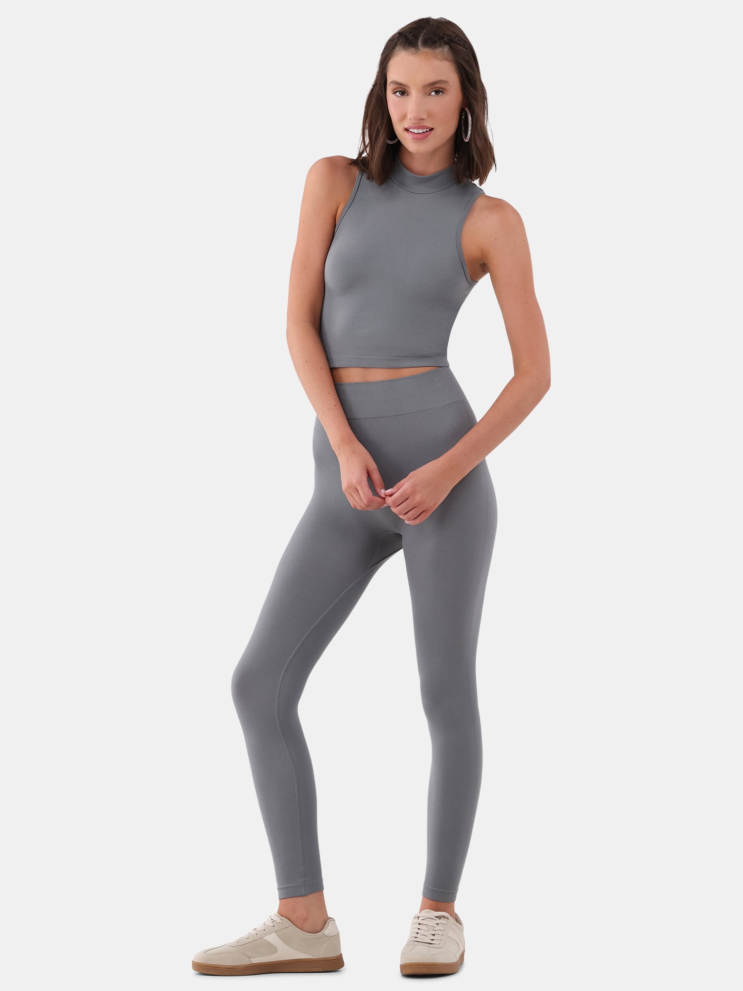 No Boundaries Mock Neck Seamless Set, 2-Piece, Women's and Women's Plus ...