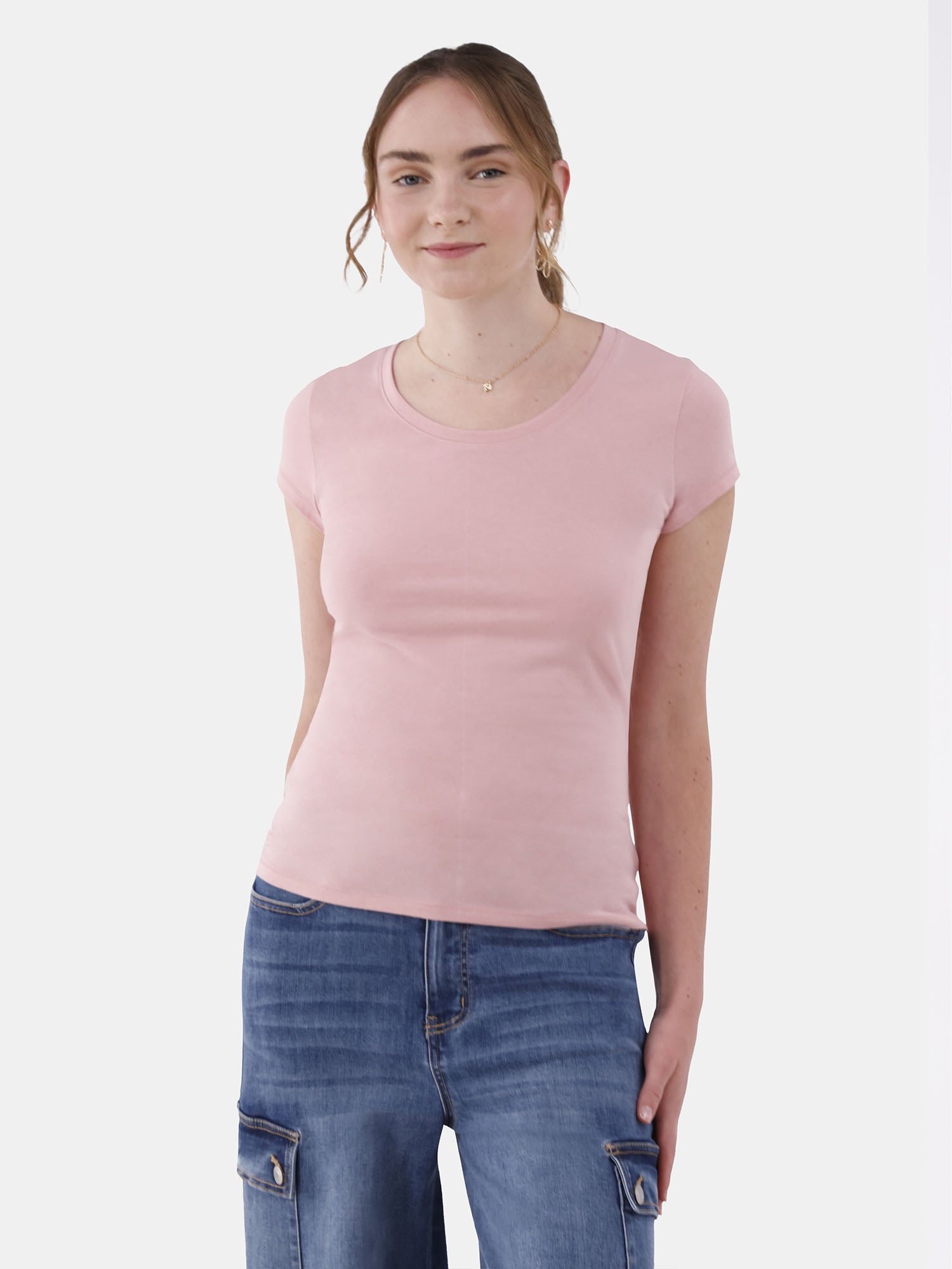 No Boundaries Crewneck Tee with Short Sleeves, Women’s and Women’s Plus ...