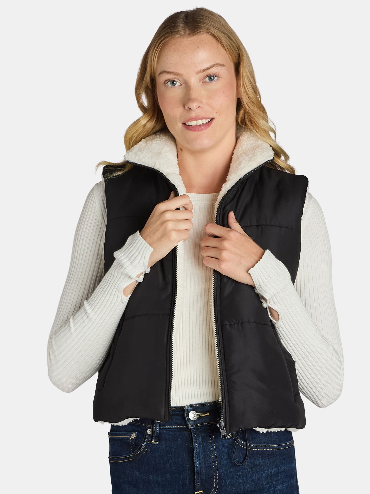 No Boundaries Reversible Vest, Women's - Walmart.com