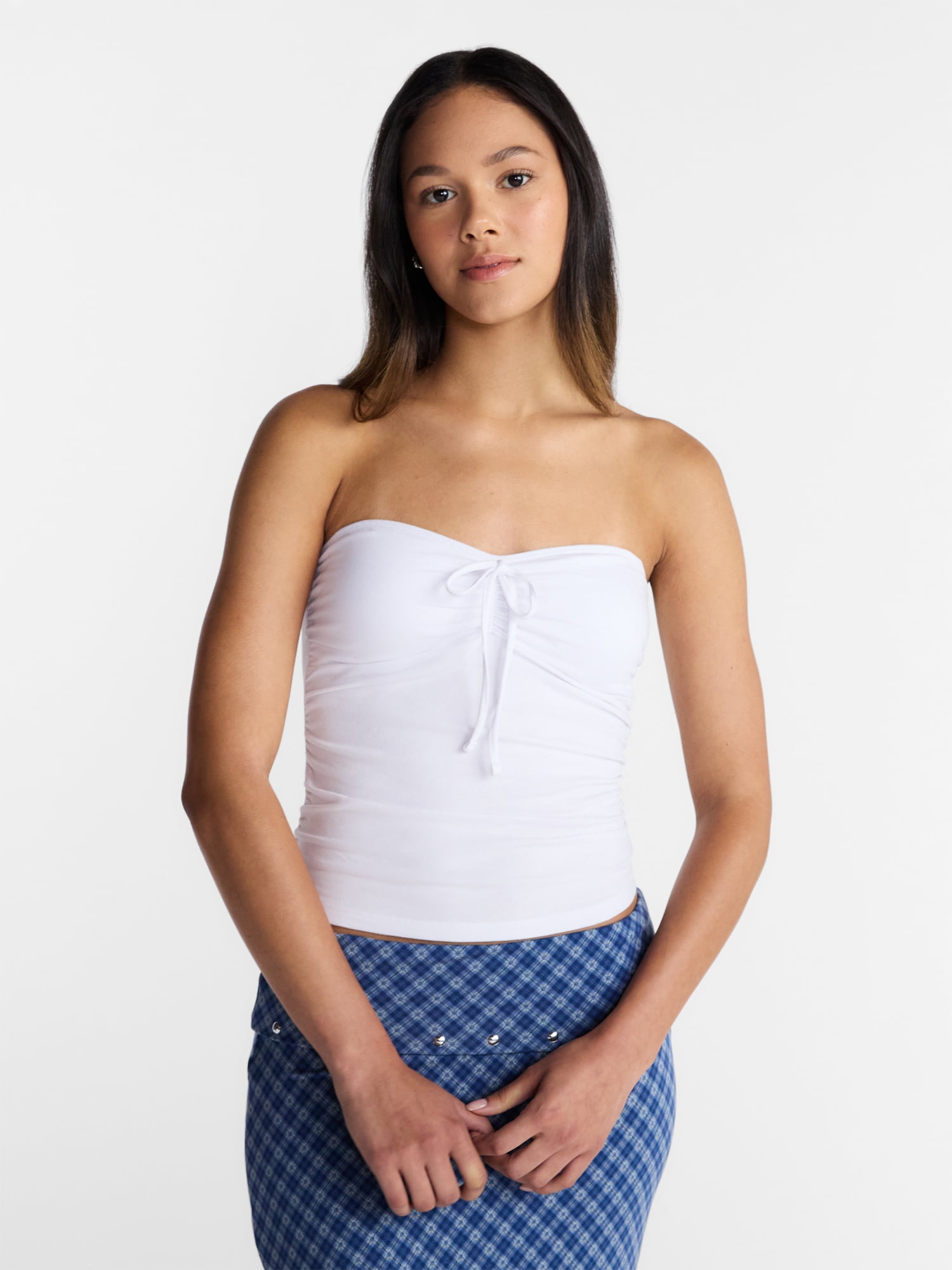 No Boundaries Ruched Tube Top, Women’s XXS-XXL - Walmart.com