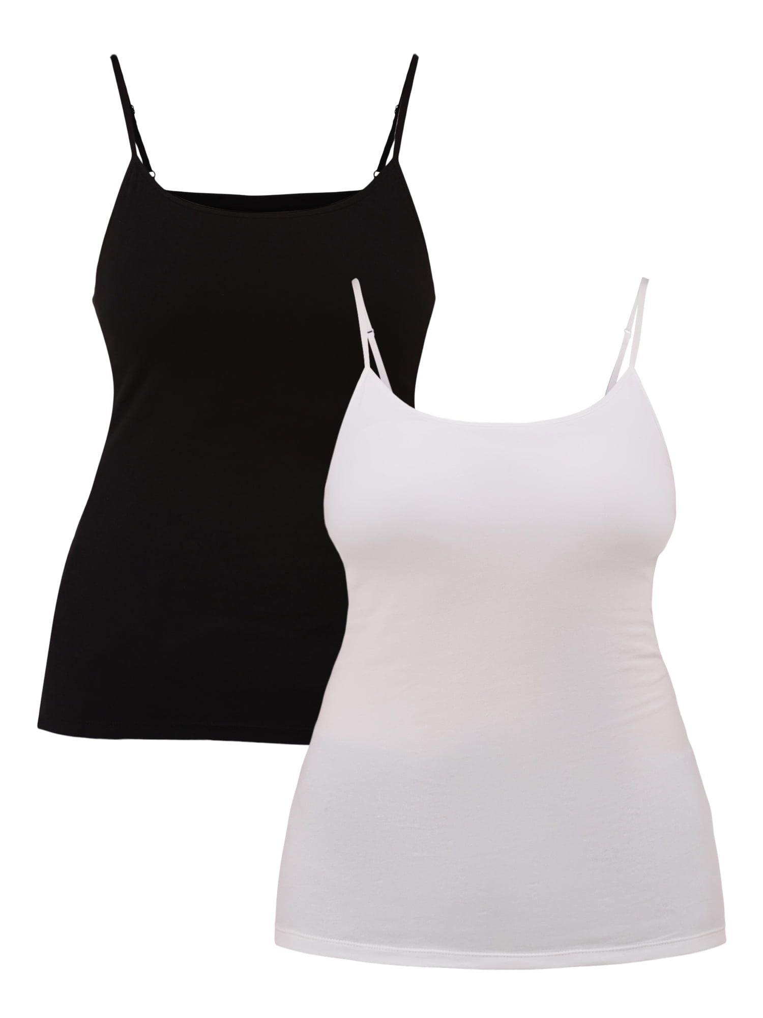 No Boundaries Cami with Built-In Bra, 2 Pack, Women’s and Women’s Plus ...