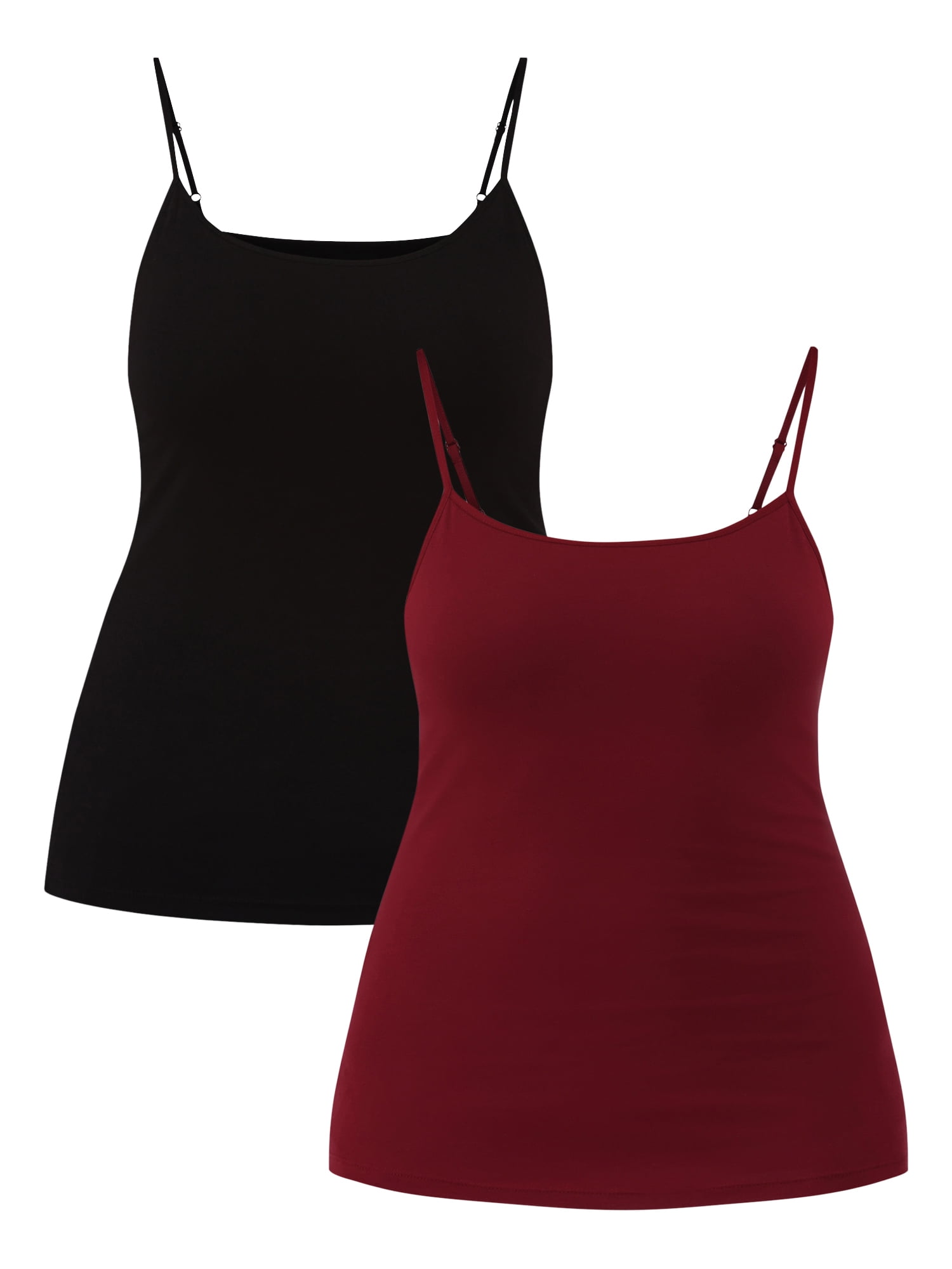 No Boundaries Cami with Built-In Bra, 2 Pack, Women’s and Women’s Plus ...