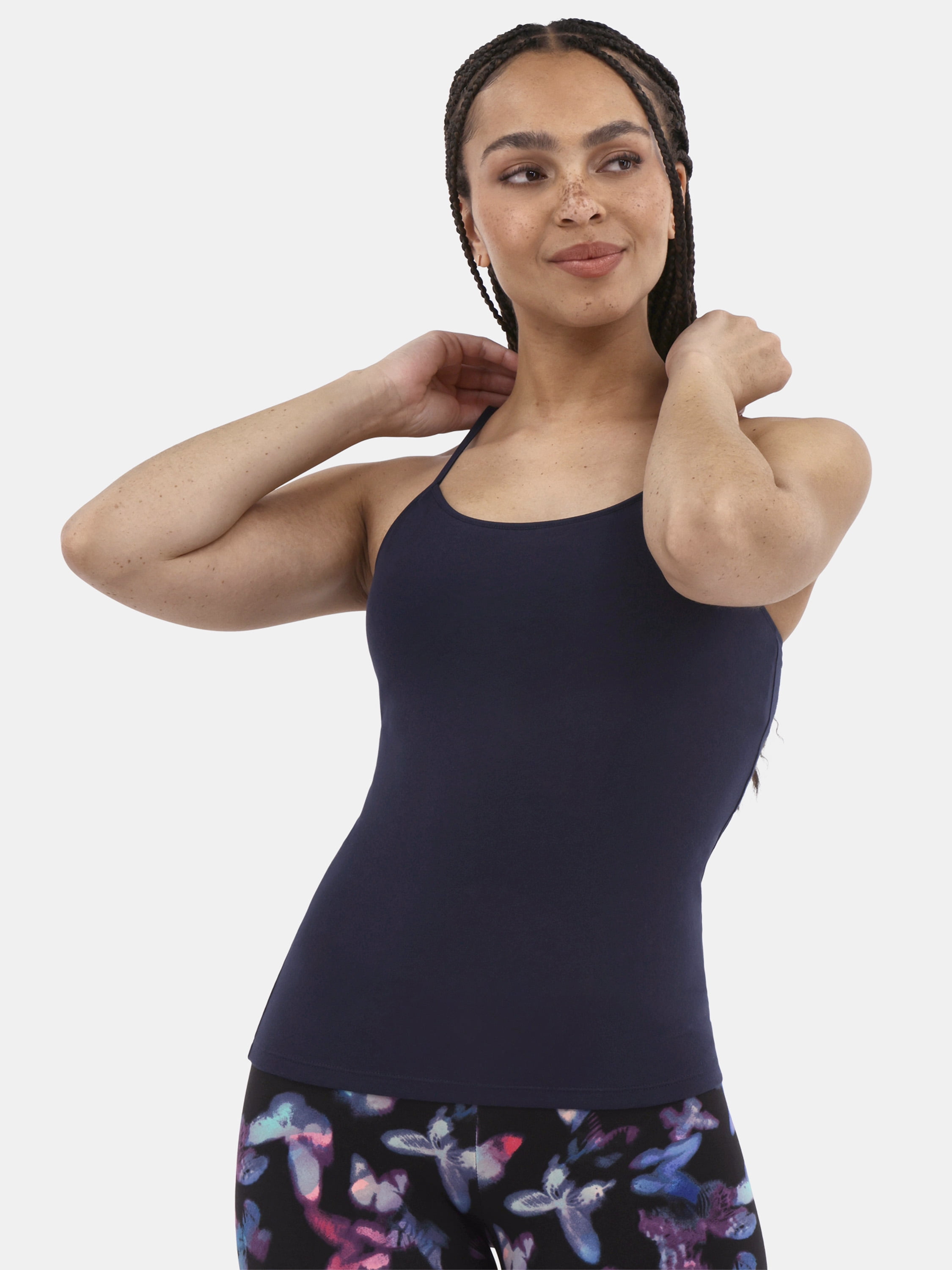 No Boundaries Cropped Shelf Bra Cami Top Women’s Sleeveless Fitted ...