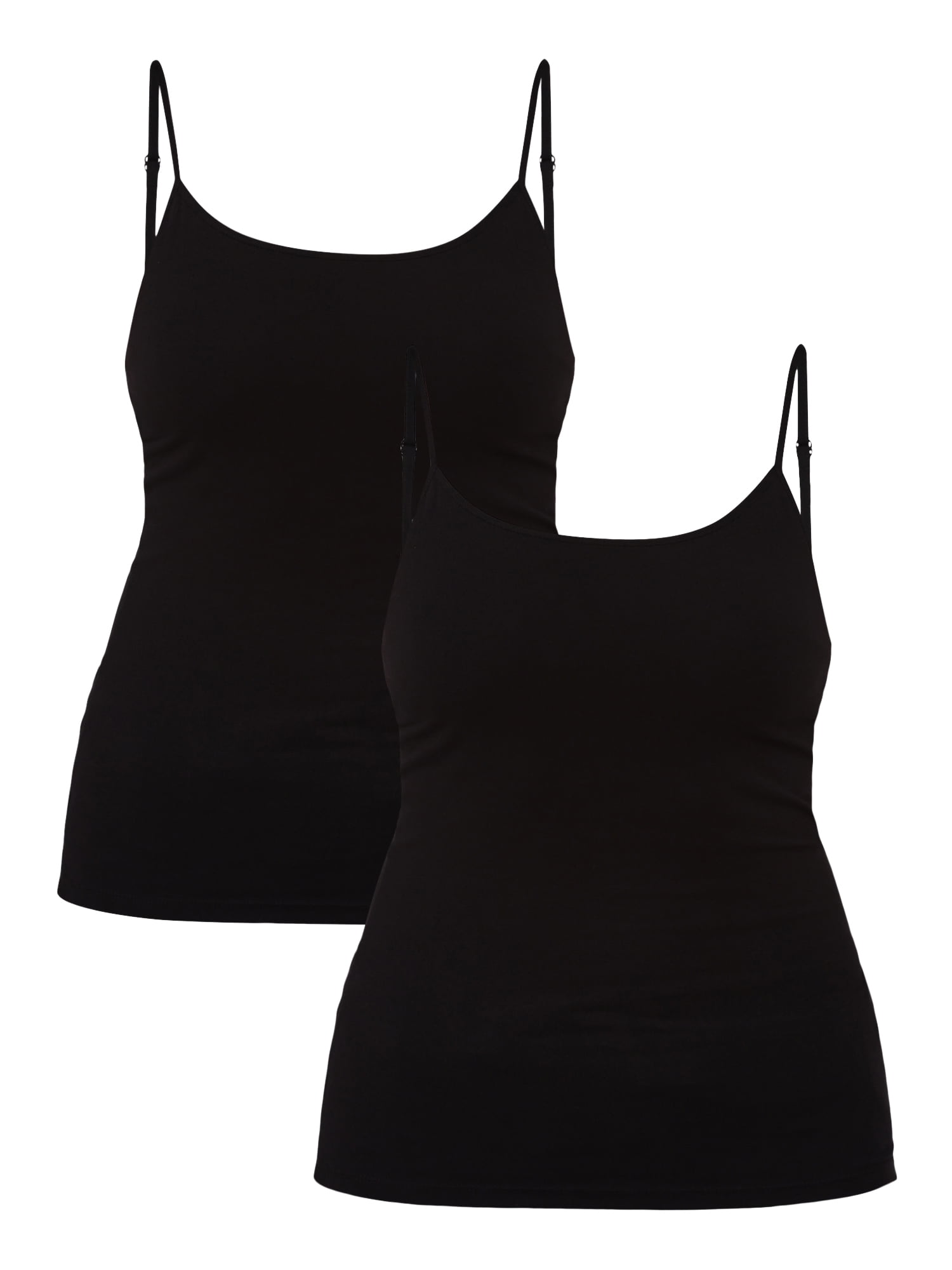 No Boundaries Women's Plus Cami with Built-In Bra, 2 Pack, Stretchable ...