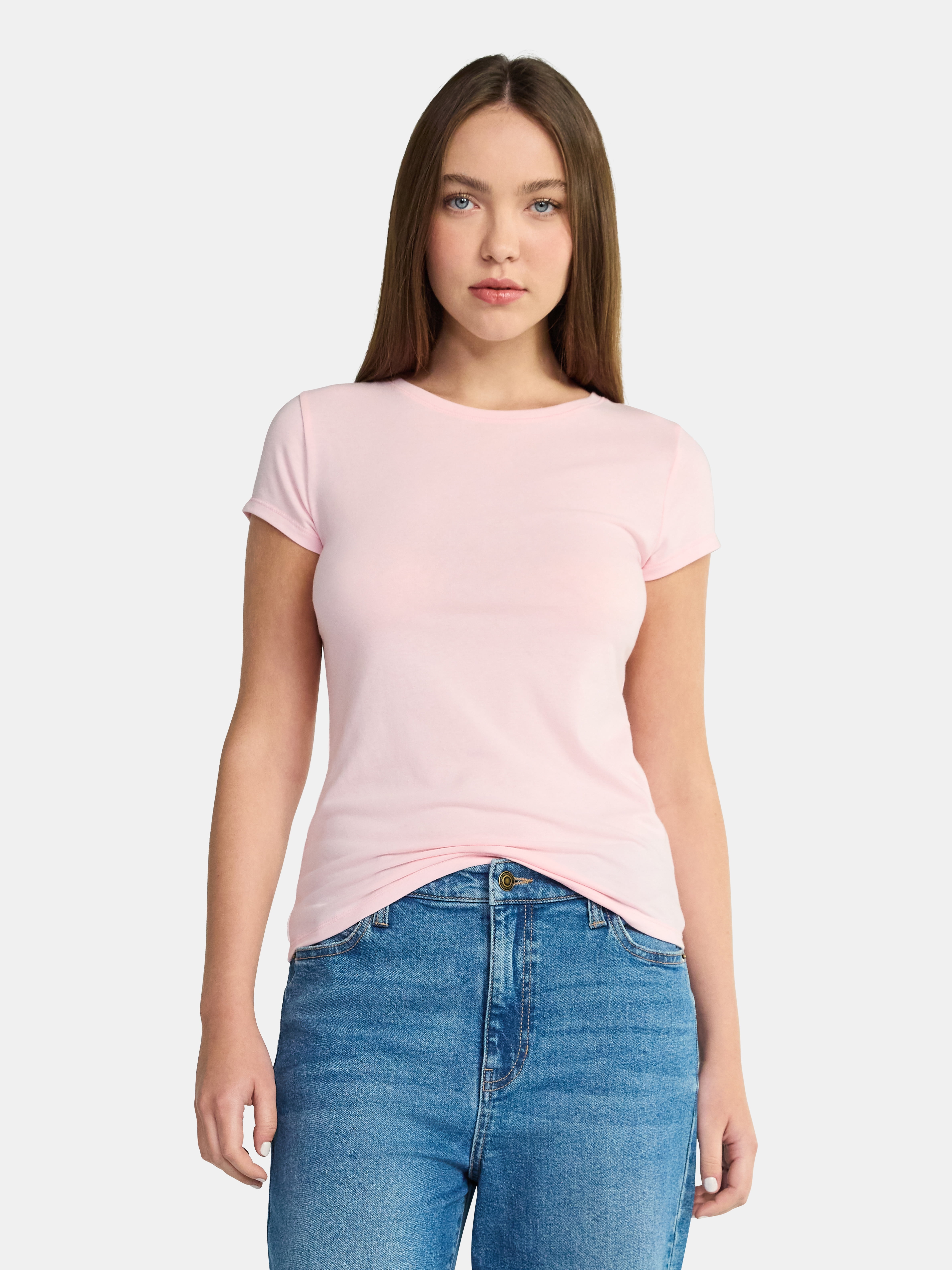 No Boundaries Crew Neck Tee with Short Sleeves, 1 or 3-Pack, Women’s ...