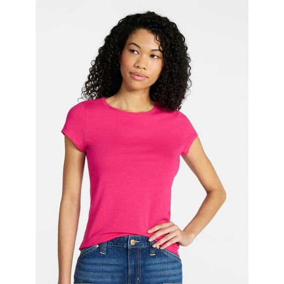 No Boundaries Scoop Neck Tee with Short Sleeves, 1 or 3-Pack, Women’s ...