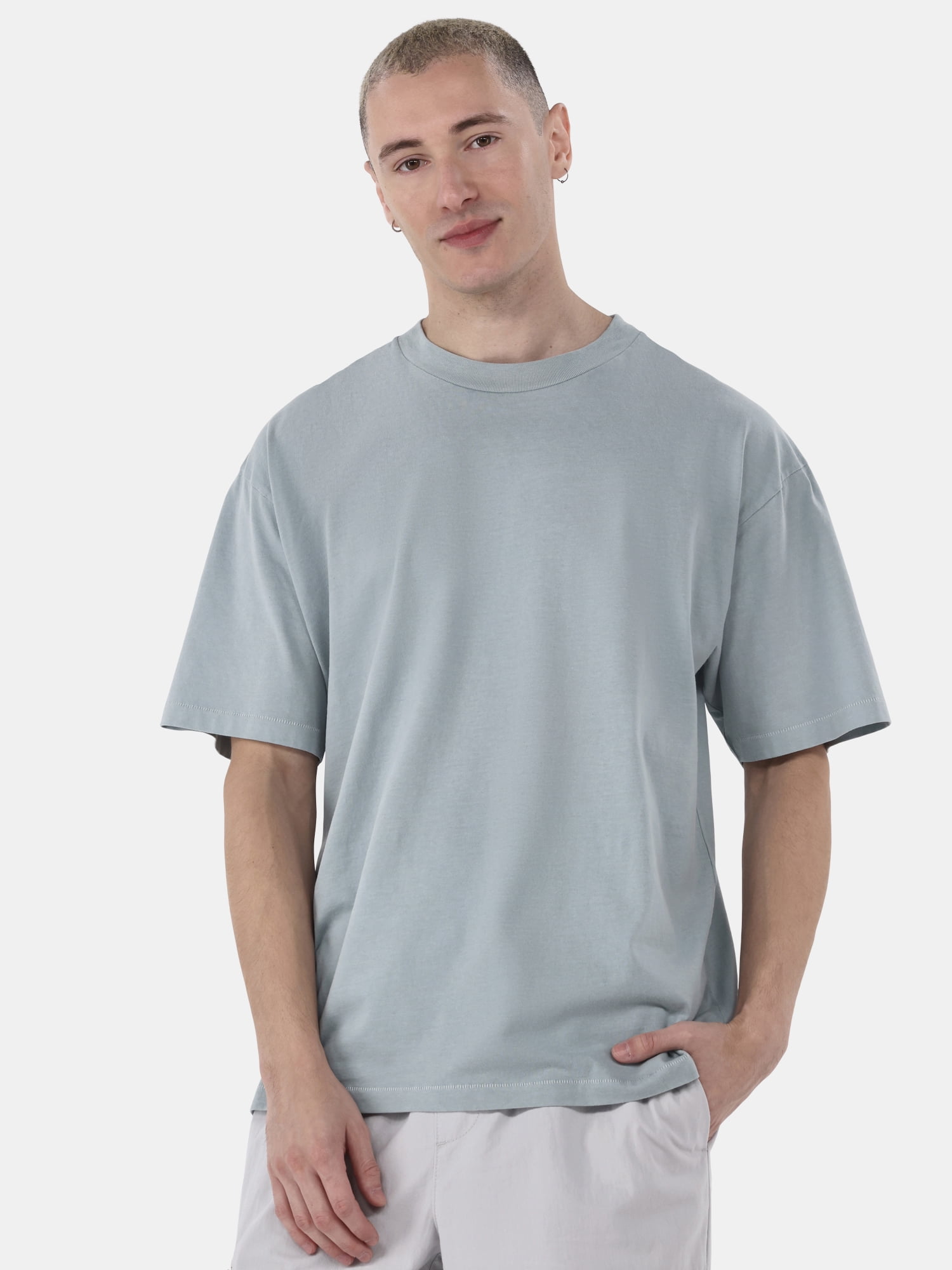No Boundaries All Gender Cotton Oversize Tee with Short Sleeves, Men's ...