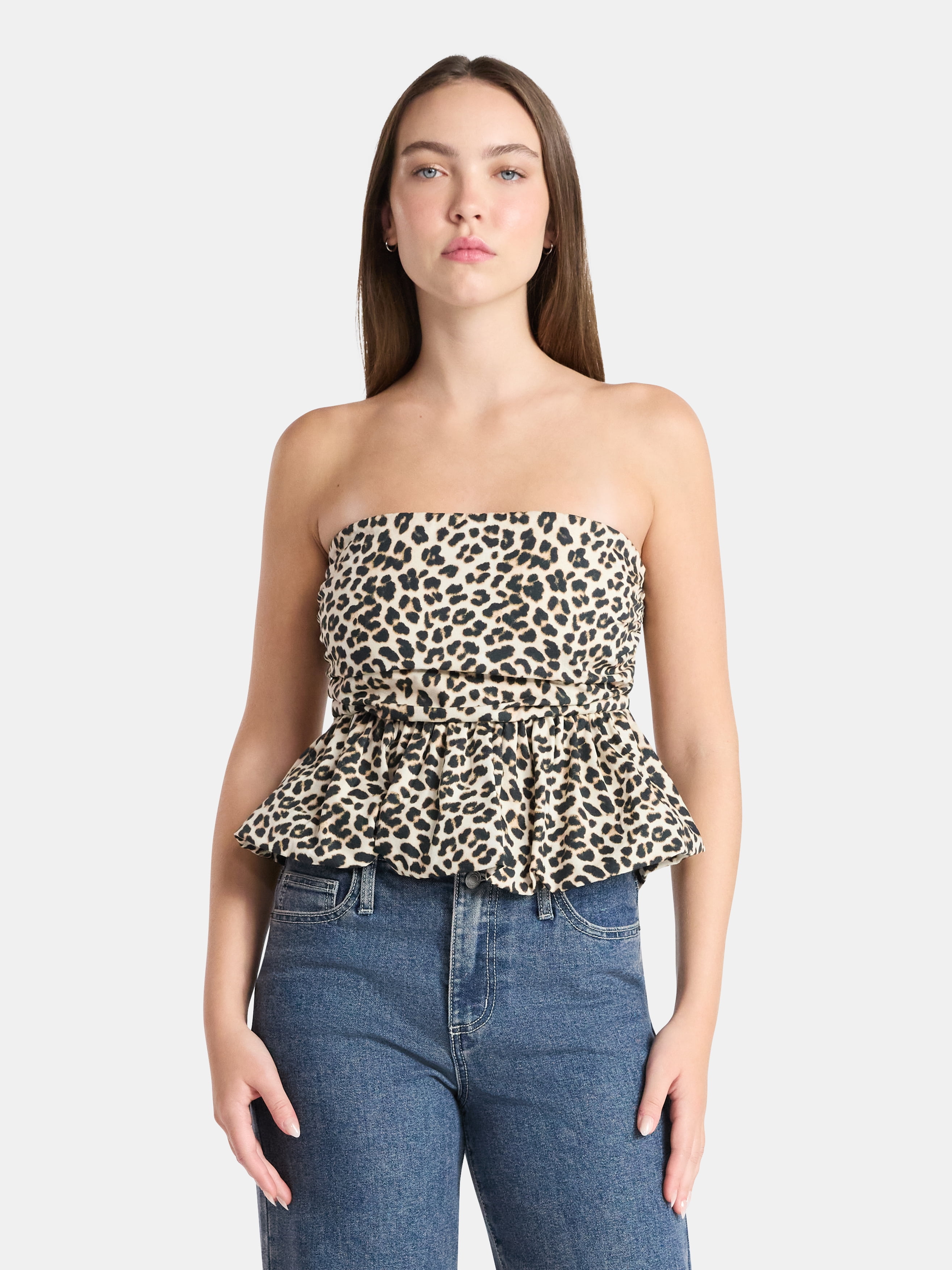 No Boundaries Cotton Strapless Bubble Top, Women's - Walmart.com
