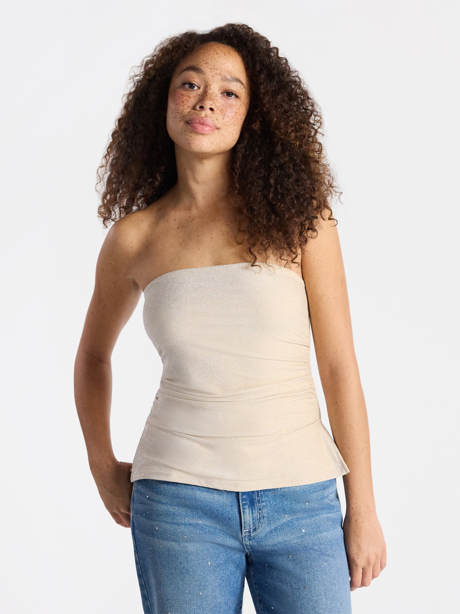No Boundaries Metallic Tube Top, Women’s - Walmart.com