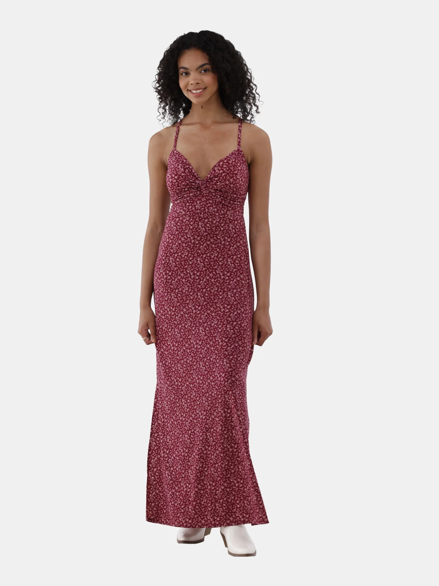 No Boundaries Twist Maxi Dress, Women's and Women's Plus - Walmart.com