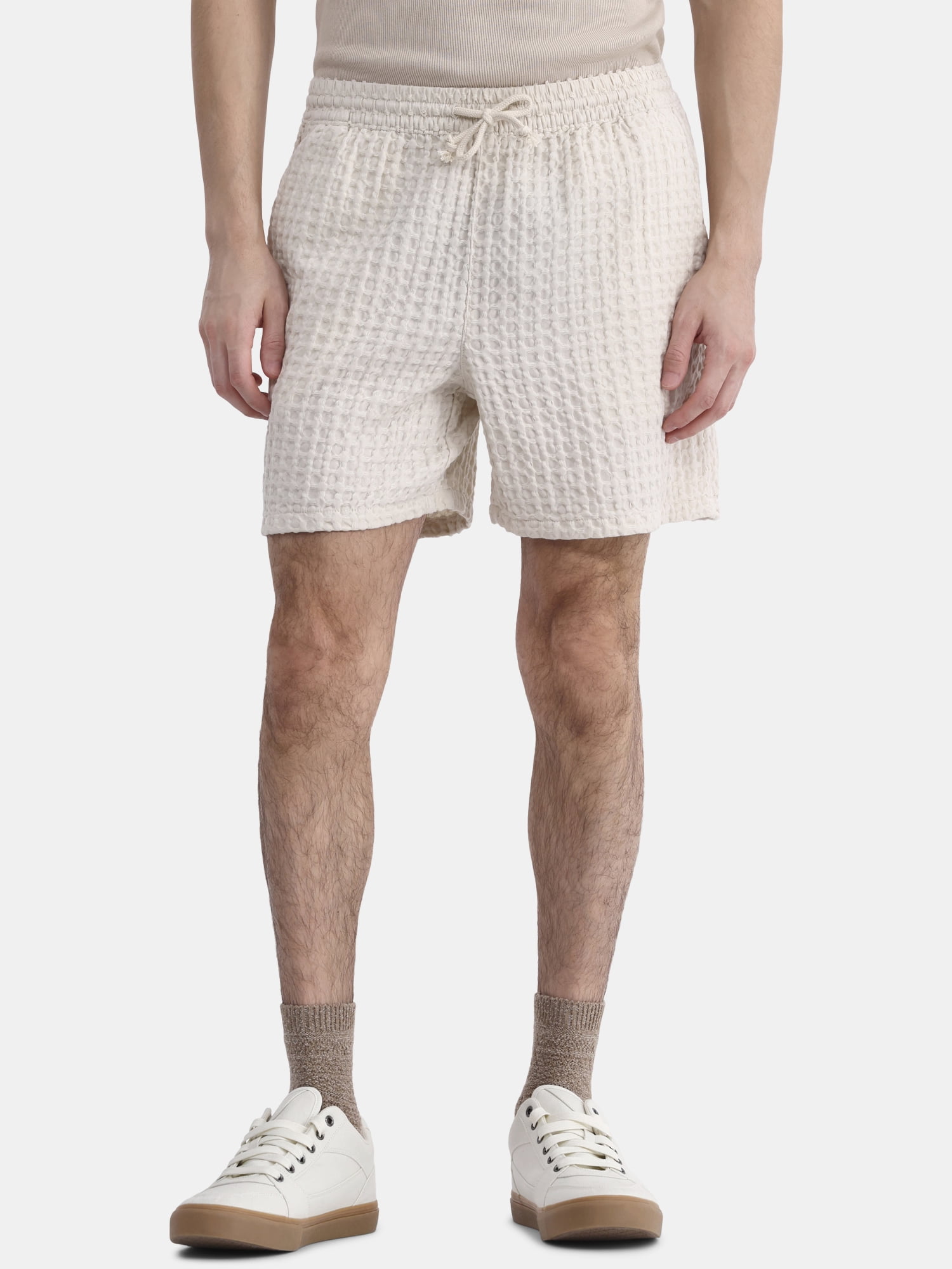 No Boundaries Men's & Big Men's Waffle Textured Pull On 6" Shorts ...