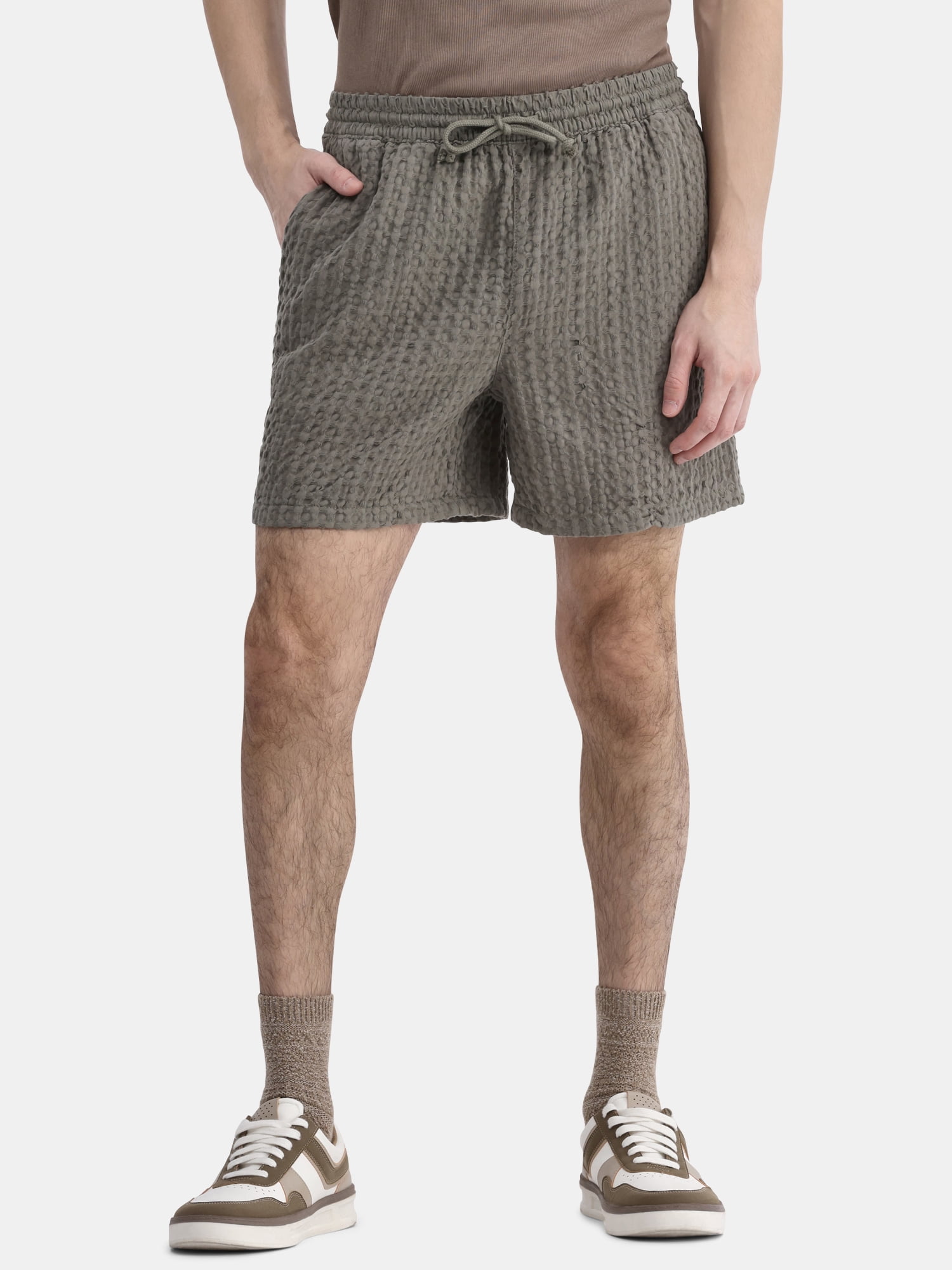 No Boundaries Men's & Big Men's Waffle Textured Pull On 6" Shorts ...