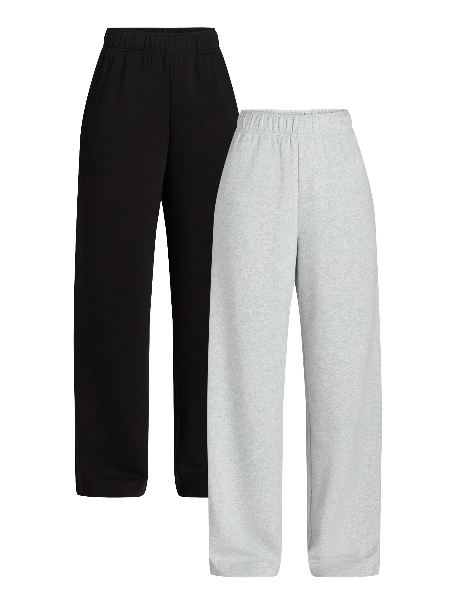 No Boundaries Wide Leg Fleece Pants, 30” Inseam, 1 or 2-Pack, Women’s ...