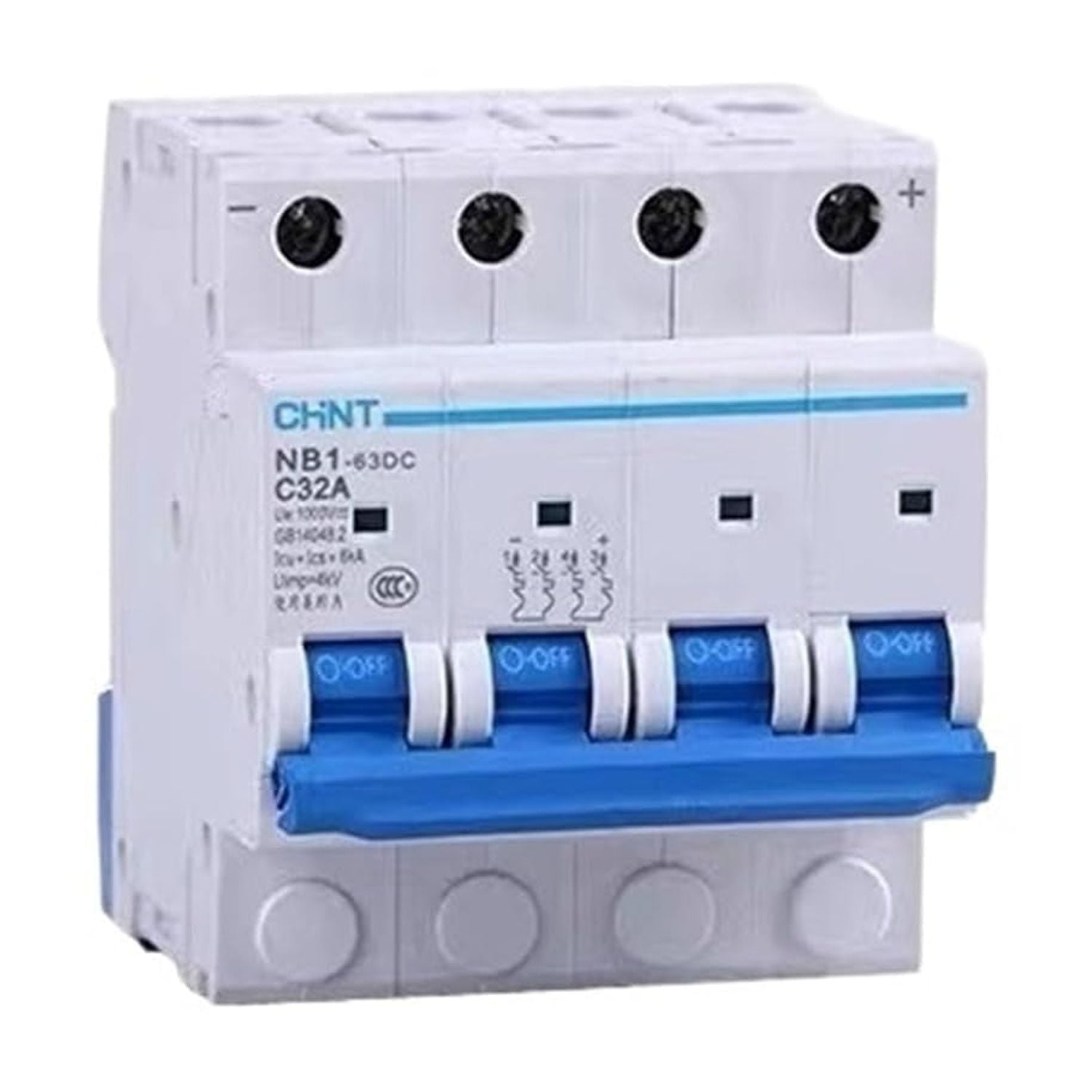 NB1-63DC 4P DC Switch Solar Mini Circuit Breaker Overload Protection Switch 10A/16A/20A/25A/32A ...