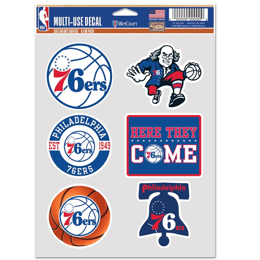 WinCraft NBA 76ers Team 6 Pack Fan Decal - Multiple Surfaces - Walmart.com