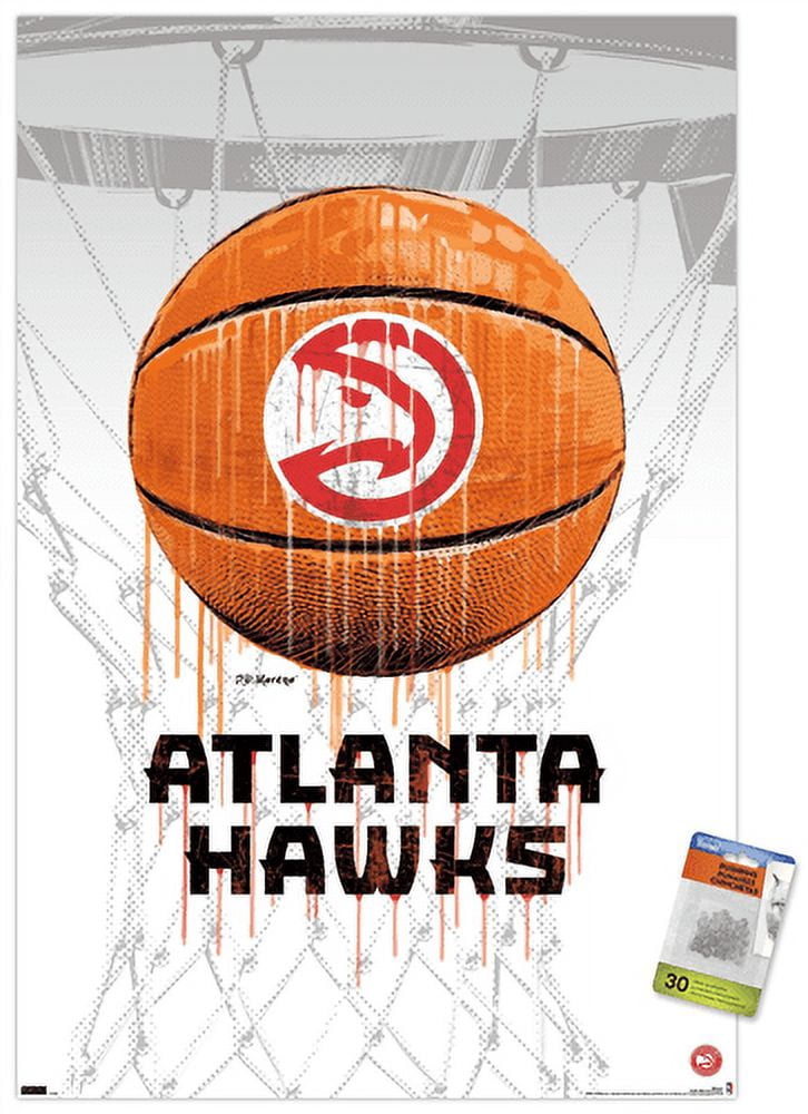 NBA Atlanta Hawks - Drip Basketball 21 Wall Poster with Push Pins, 22. ...
