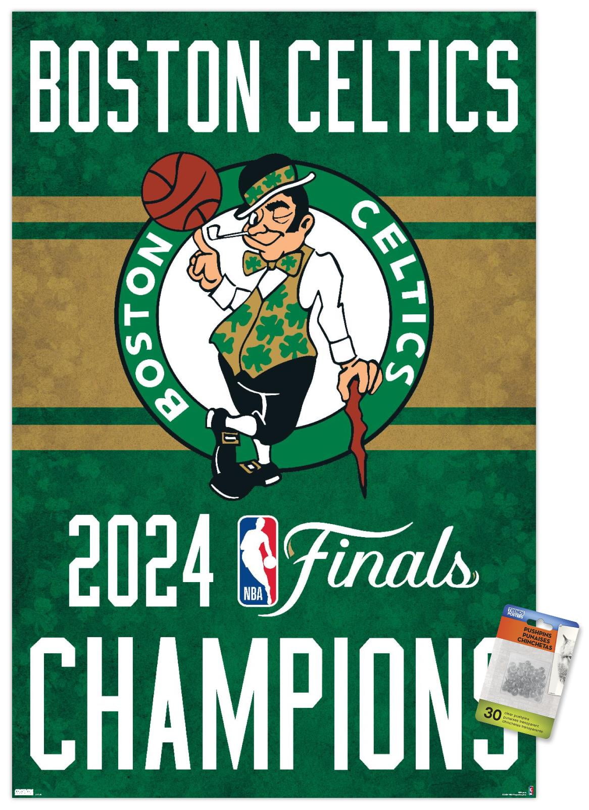 NBA Boston Celtics - 2024 NBA Finals Team Logo Wall Poster with Push ...