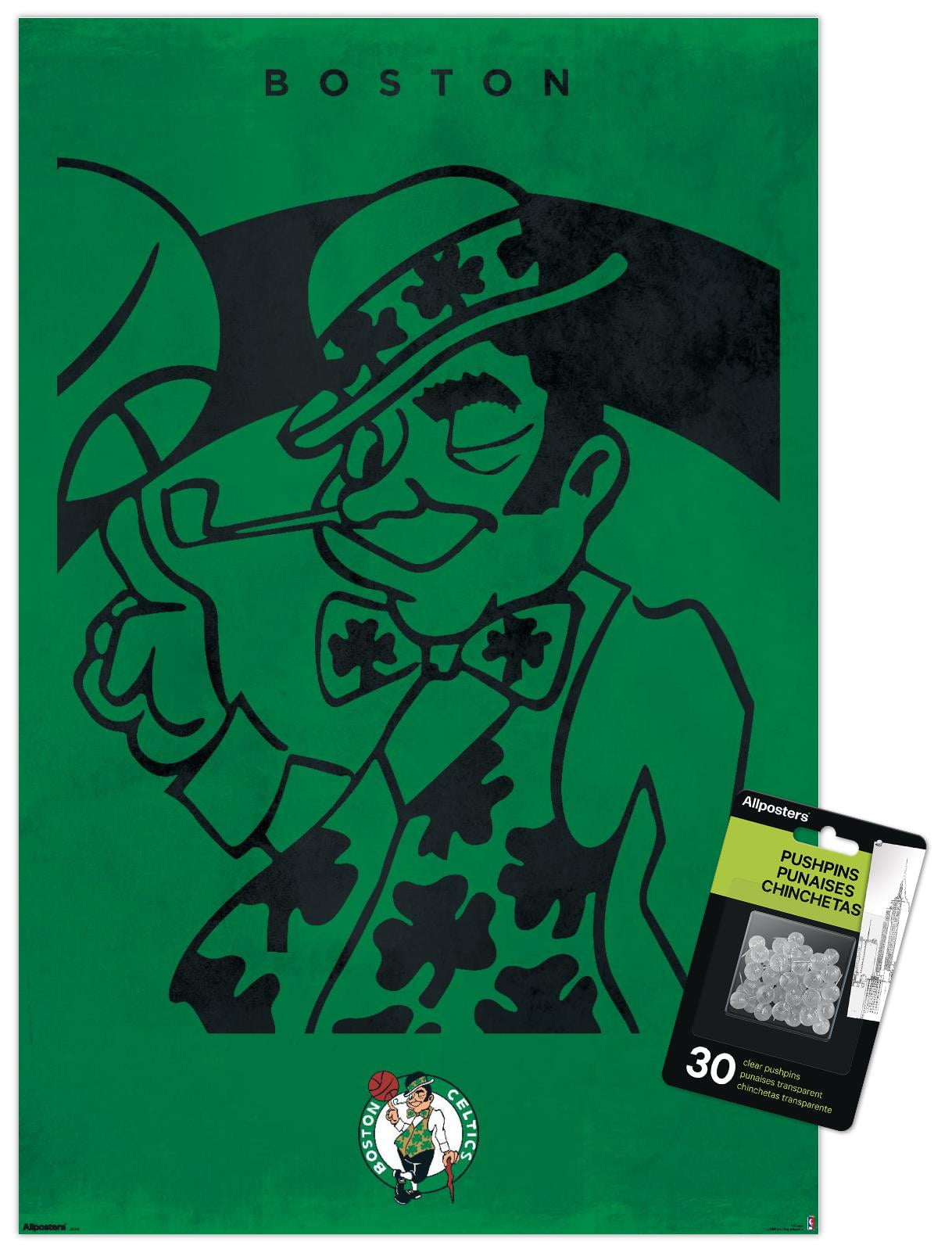 NBA Boston Celtics - Logo 25 Wall Poster with Push Pins, 14.725" x 22. ...