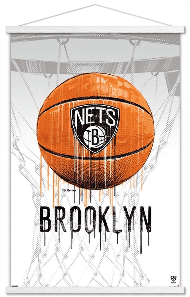 NBA Brooklyn Nets - Drip Basketball 21 Wall Poster with Wooden Magnetic ...