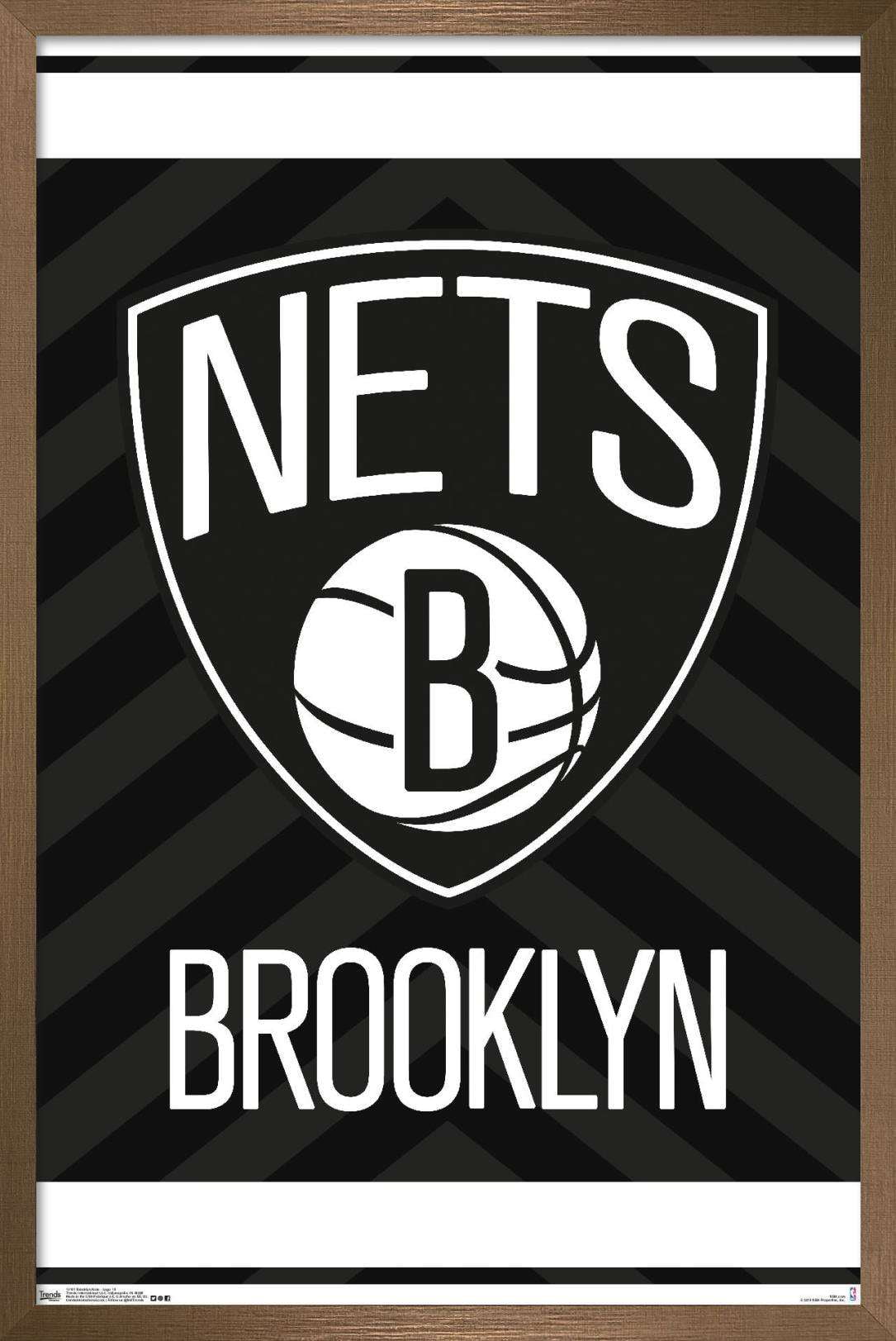 NBA Brooklyn Nets - Logo 15 Wall Poster, 22.375" x 34", Framed ...