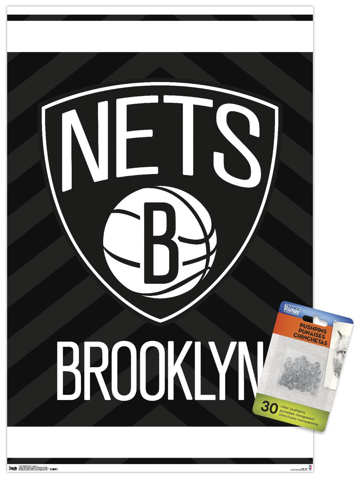 NBA Brooklyn Nets - Logo 15 Wall Poster with Push Pins, 14.725" x 22. ...