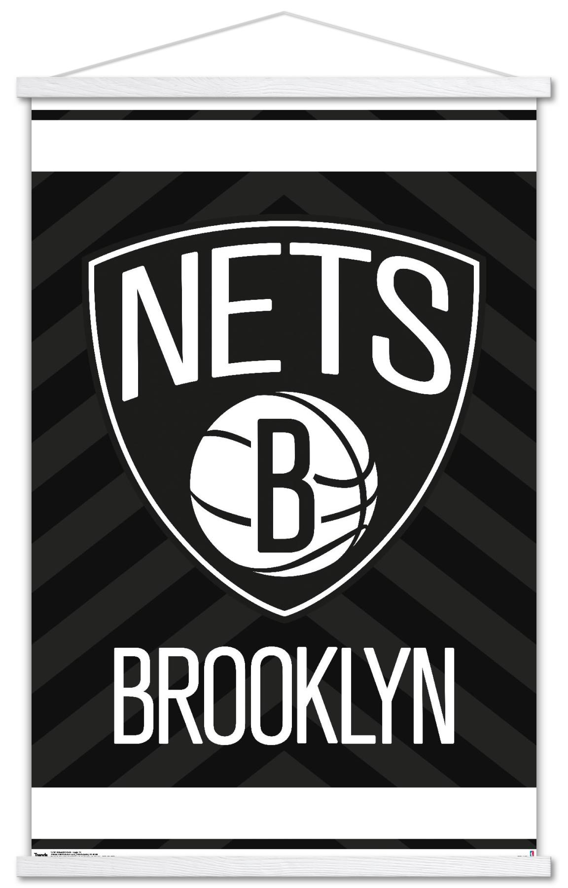 NBA Brooklyn Nets - Logo 15 Wall Poster with Wooden Magnetic Frame, 22. ...
