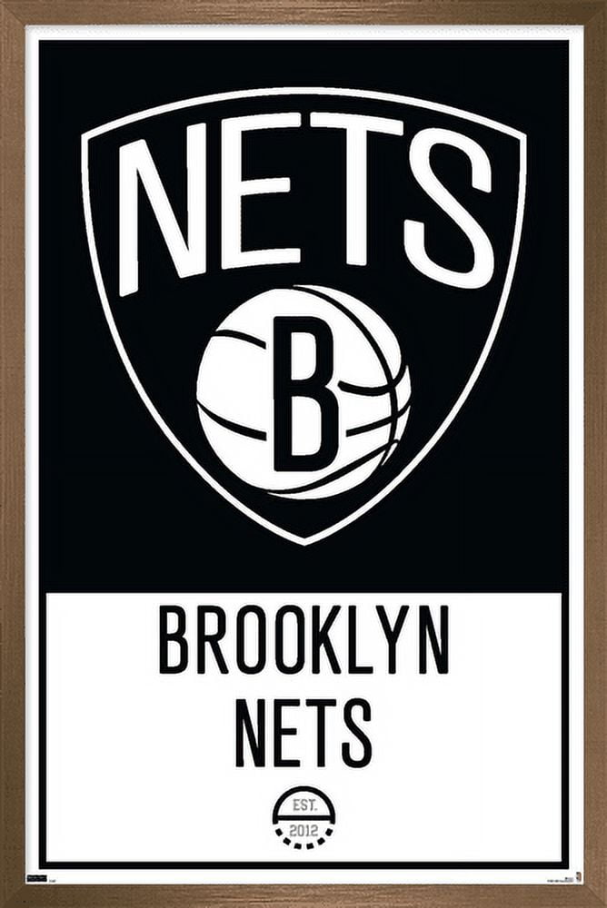 NBA Brooklyn Nets - Logo 21 Wall Poster, 22.375" x 34", Framed ...