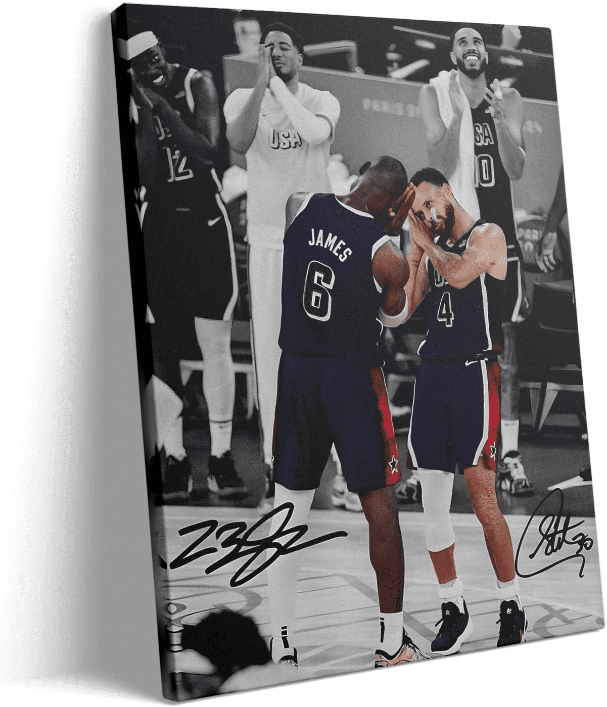 NBA Canvas Wall Art Decor - LeBron James and Stephen Curry Team USA ...