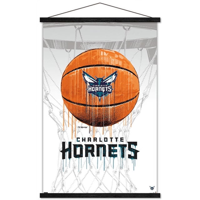 NBA Charlotte Hornets - Drip Basketball 21 Wall Poster with Wooden ...