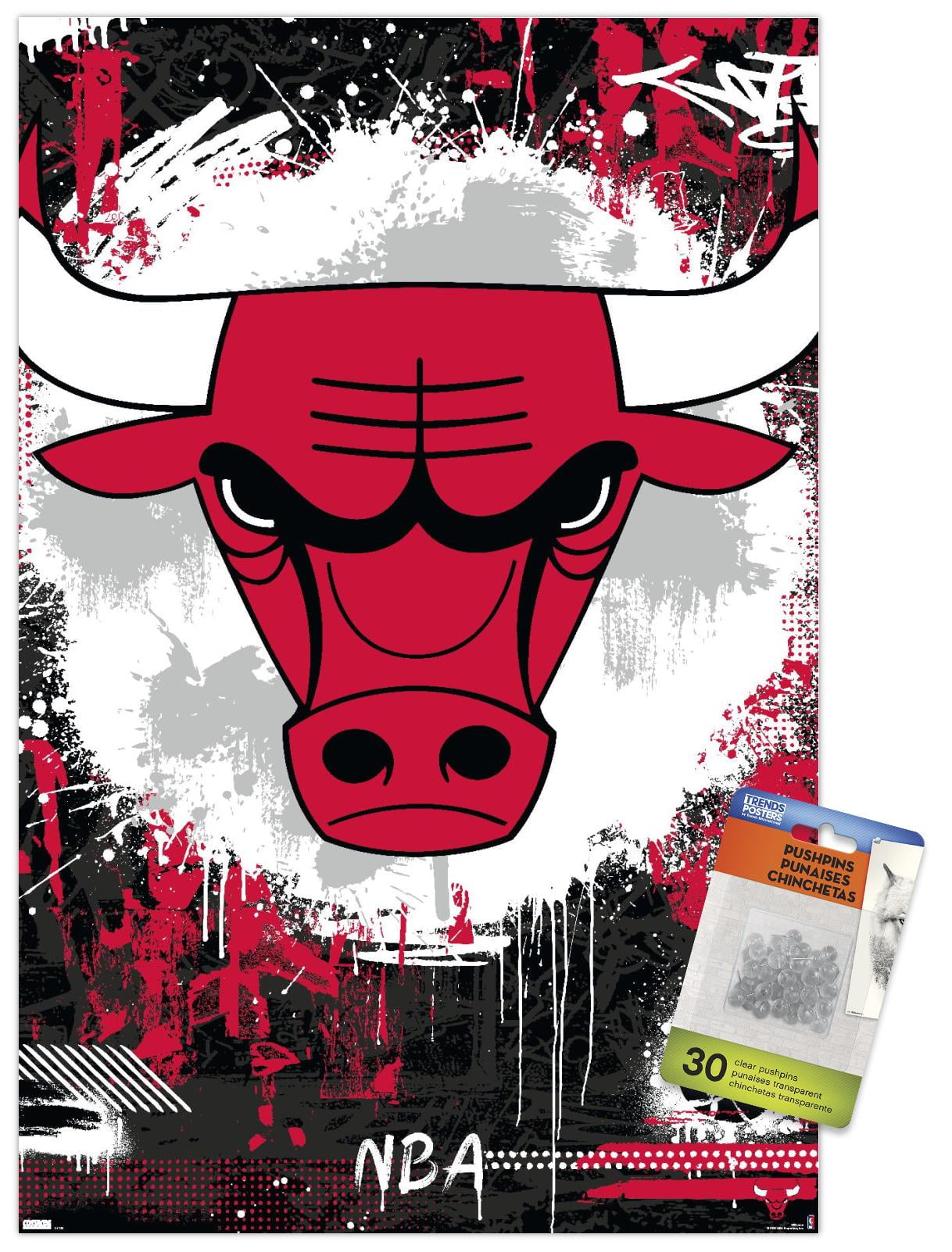 NBA Chicago Bulls - Maximalist Logo 23 Wall Poster with Push Pins, 14. ...