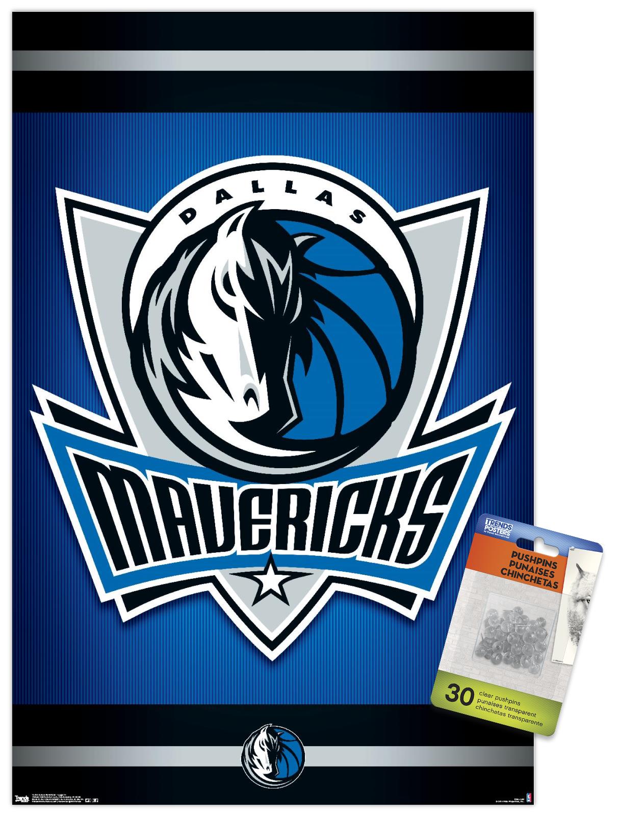 NBA Dallas Mavericks - Logo 14 Wall Poster with Push Pins, 14.725" x 22 ...