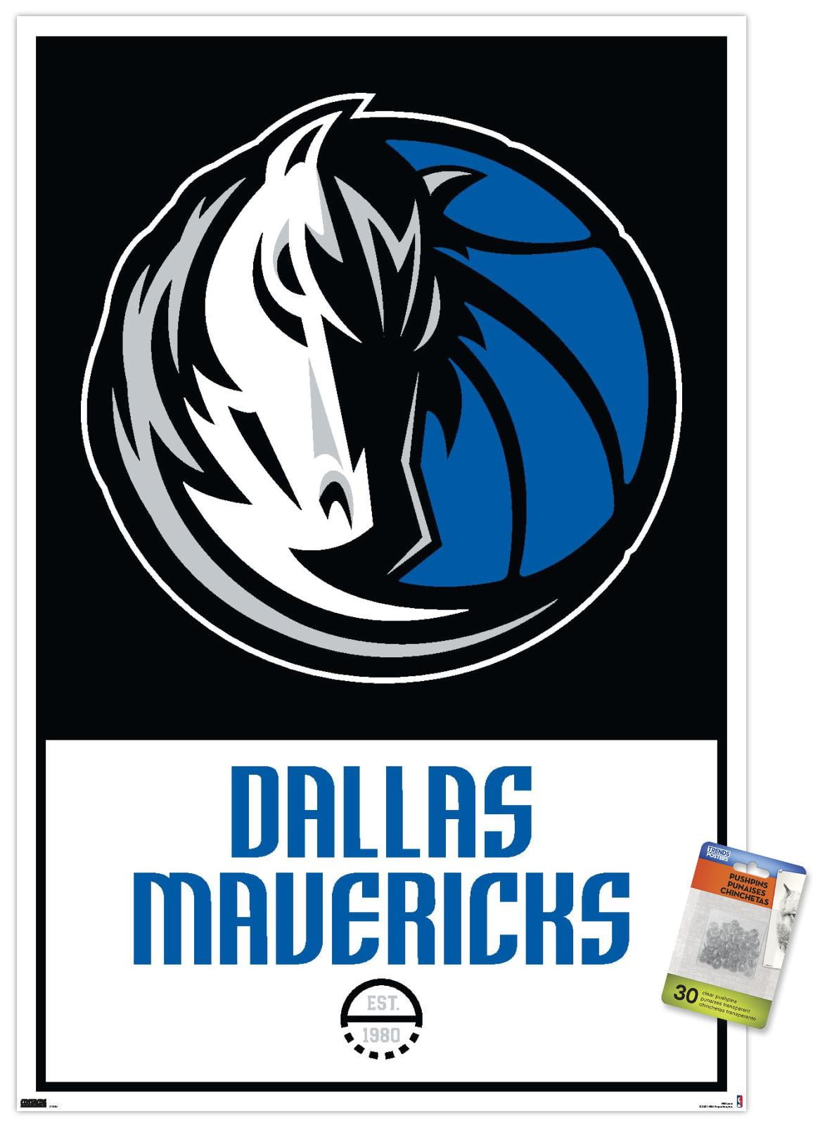 NBA Dallas Mavericks - Logo 21 Wall Poster with Pushpins, 22.375" x 34 ...