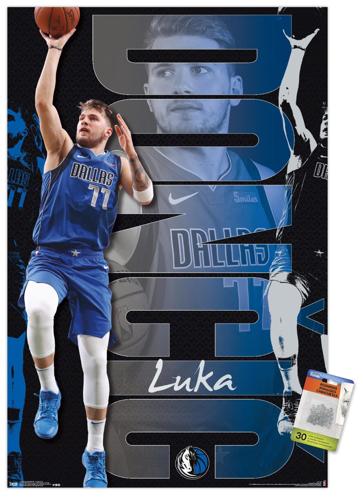 NBA Dallas Mavericks - Luka Doncic 19 Wall Poster with Push Pins, 22. ...