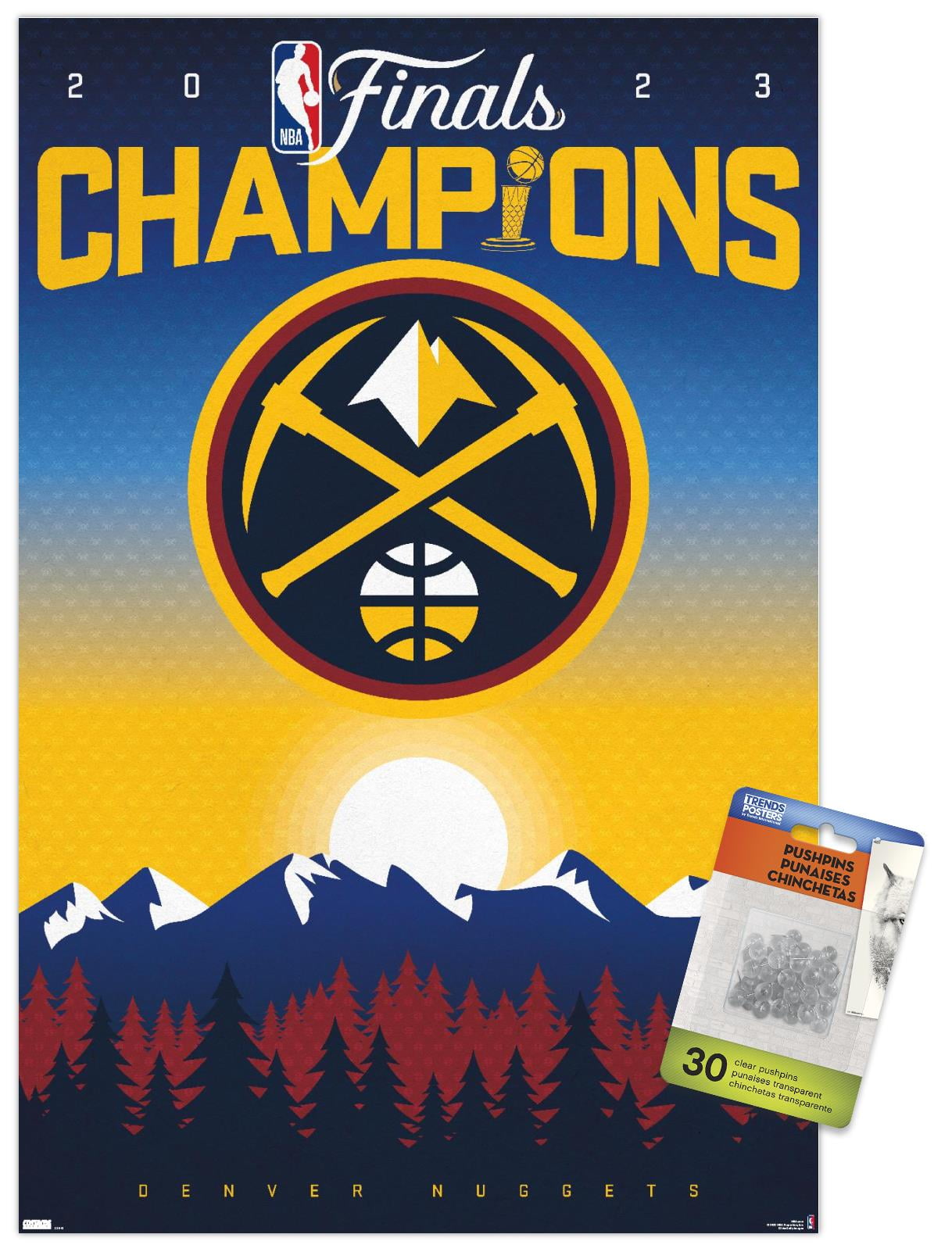 NBA Denver Nuggets - 2023 NBA Finals Team Logo Wall Poster with Push ...