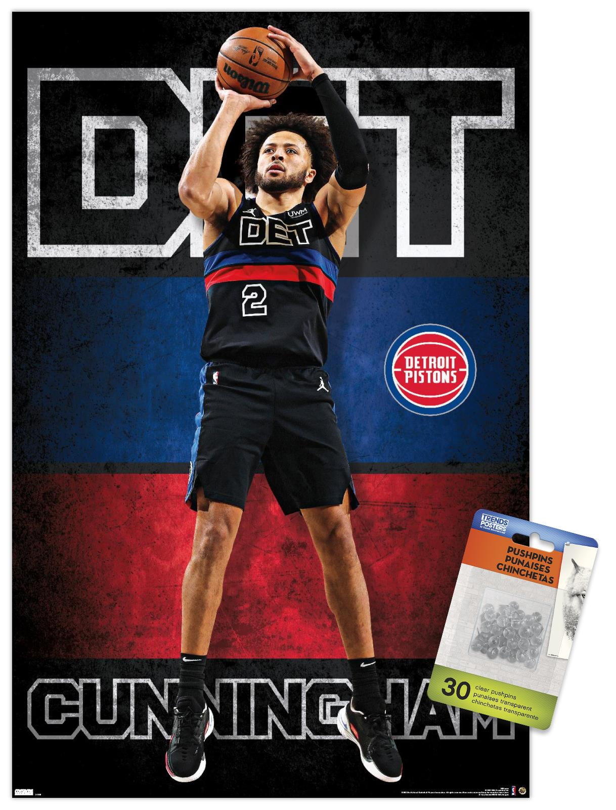 NBA Detroit Pistons - Cade Cunningham 23 Wall Poster with Push Pins, 14 ...