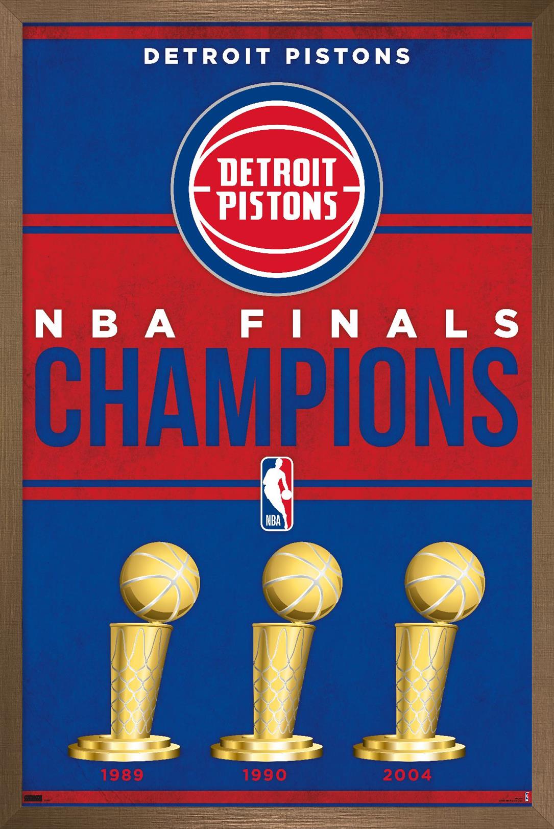 NBA Detroit Pistons - Champions 23 Wall Poster, 22.375" x 34" Framed - Walmart.com