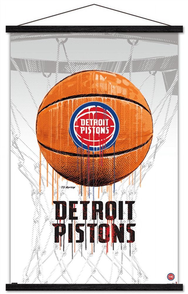 NBA Detroit Pistons - Drip Basketball 21 Wall Poster with Wooden ...