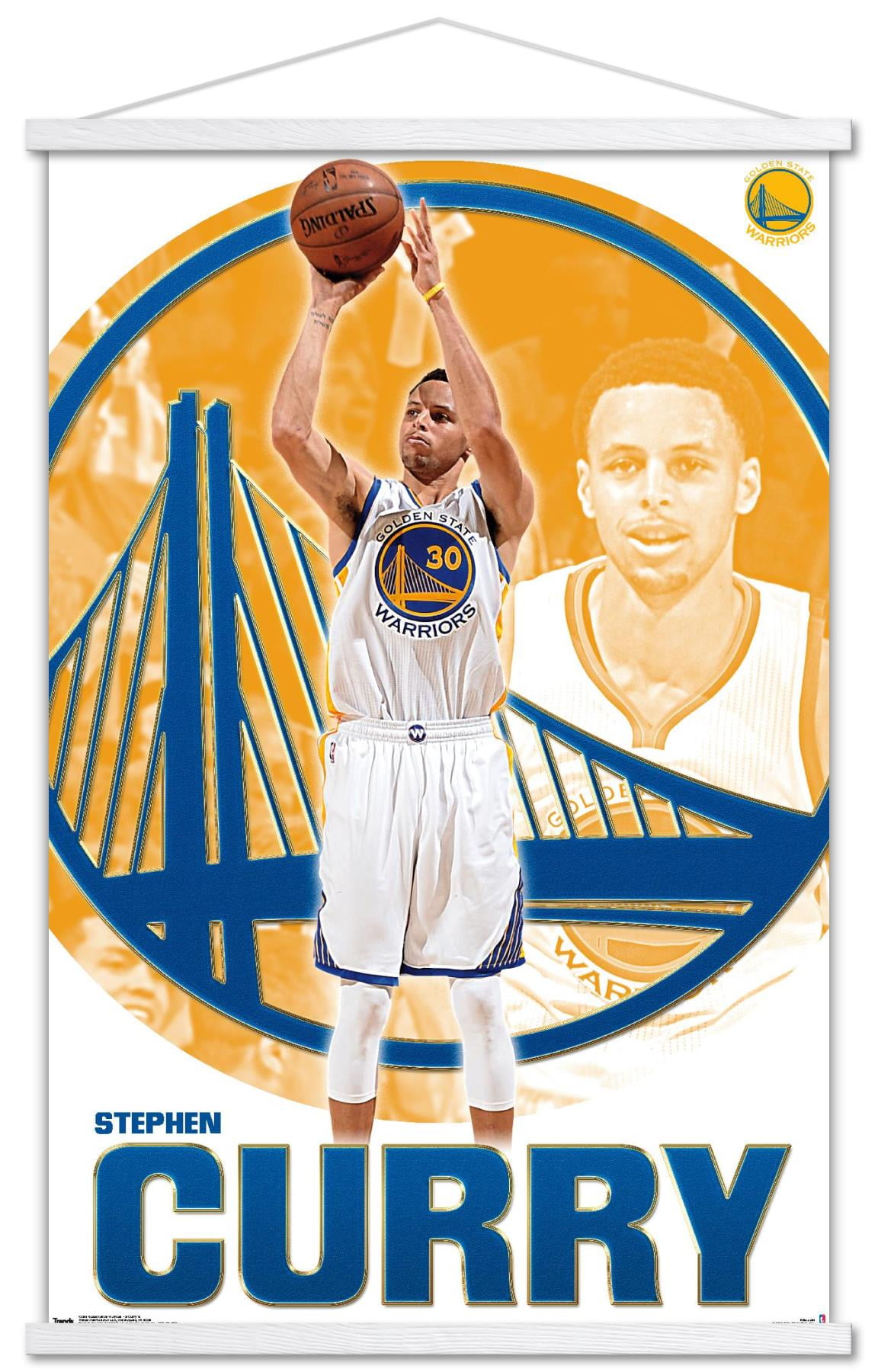 NBA Golden State Warriors - Stephen Curry 15 Wall Poster with Wooden ...