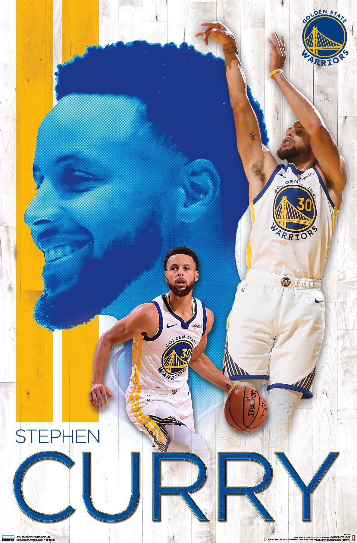 "NBA Golden State Warriors Stephen Curry Wall Poster, Glossy, 22.375 ...