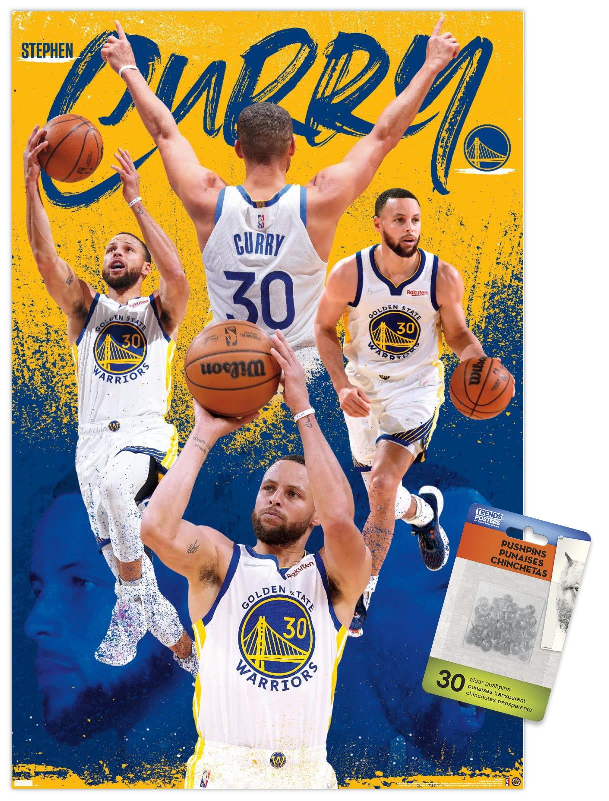 NBA Golden State Warriors - Stephen Curry 22 Wall Poster with Push Pins ...
