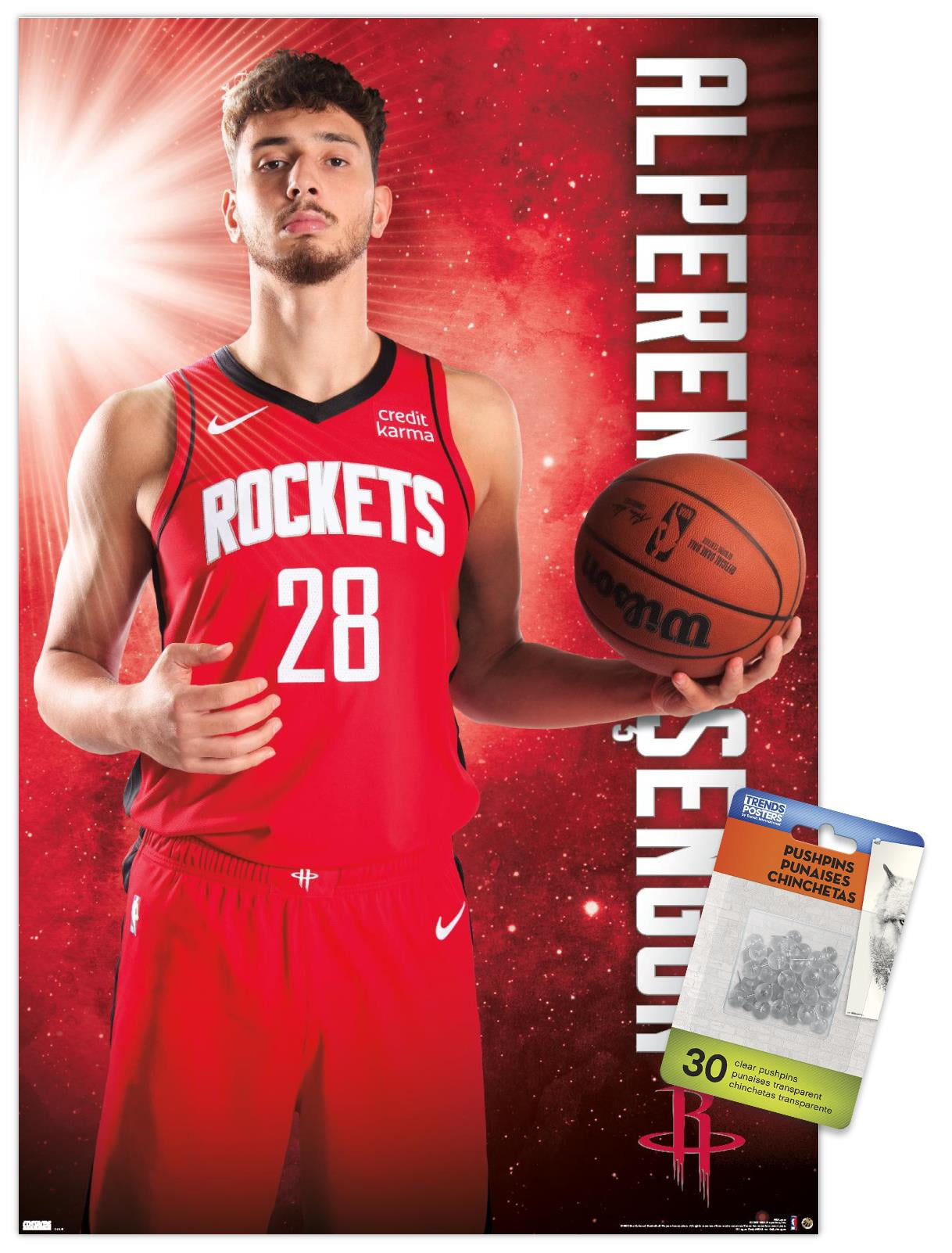 NBA Houston Rockets - Alperen Sengün 23 Wall Poster with Push Pins, 14. ...