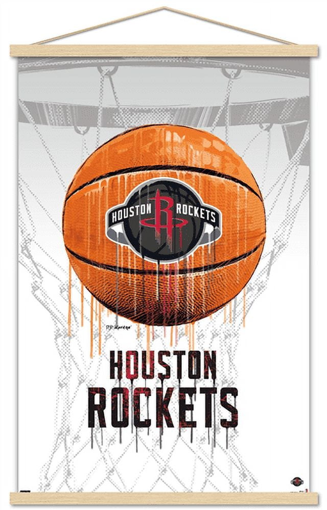 NBA Houston Rockets - Drip Basketball 21 Wall Poster with Wooden ...