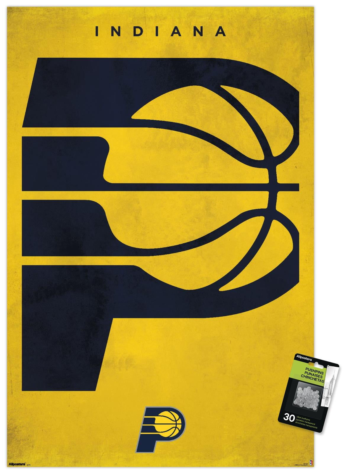 NBA Indiana Pacers - Logo 25 Wall Poster with Push Pins, 22.375" x 34 ...