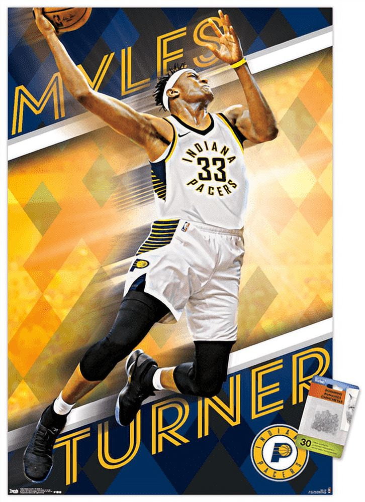 NBA Indiana Pacers - Myles Turner 17 Wall Poster with Push Pins, 22.375 ...