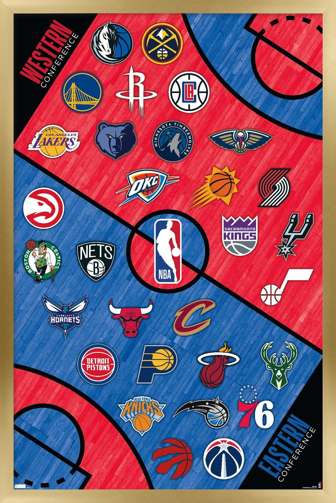NBA League - Logos 22 Wall Poster, 14.725" x 22.375" Framed - Walmart.com