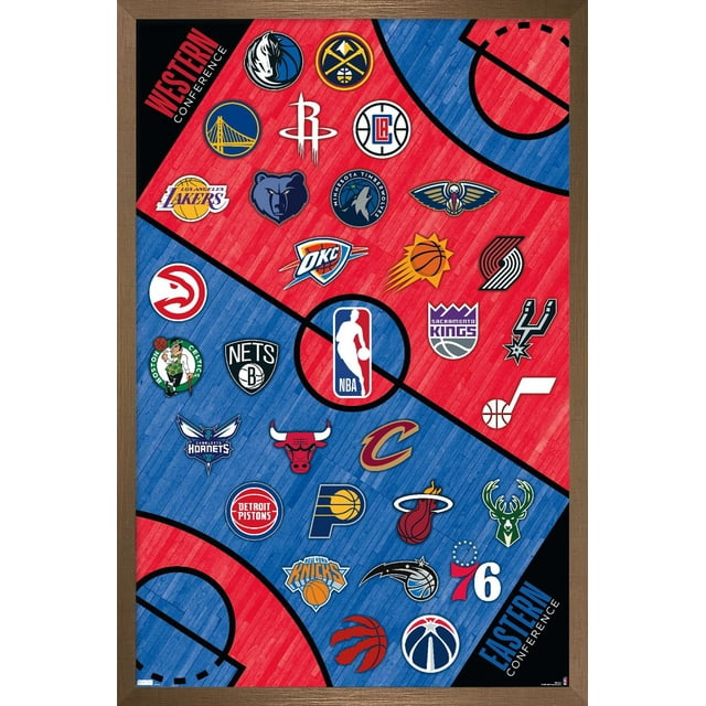 NBA League - Logos 22 Wall Poster, 14.725" x 22.375" Framed - Walmart.com