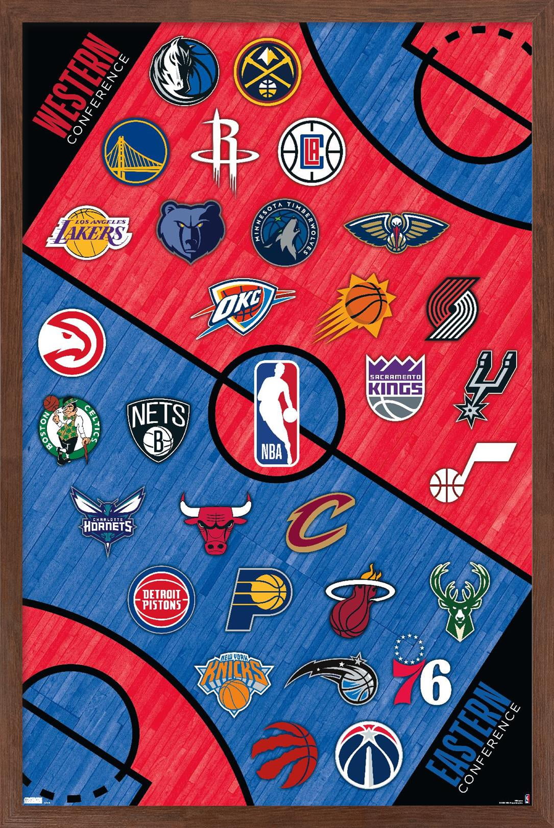 NBA League - Logos 22 Wall Poster, 22.375" x 34" Framed - Walmart.com
