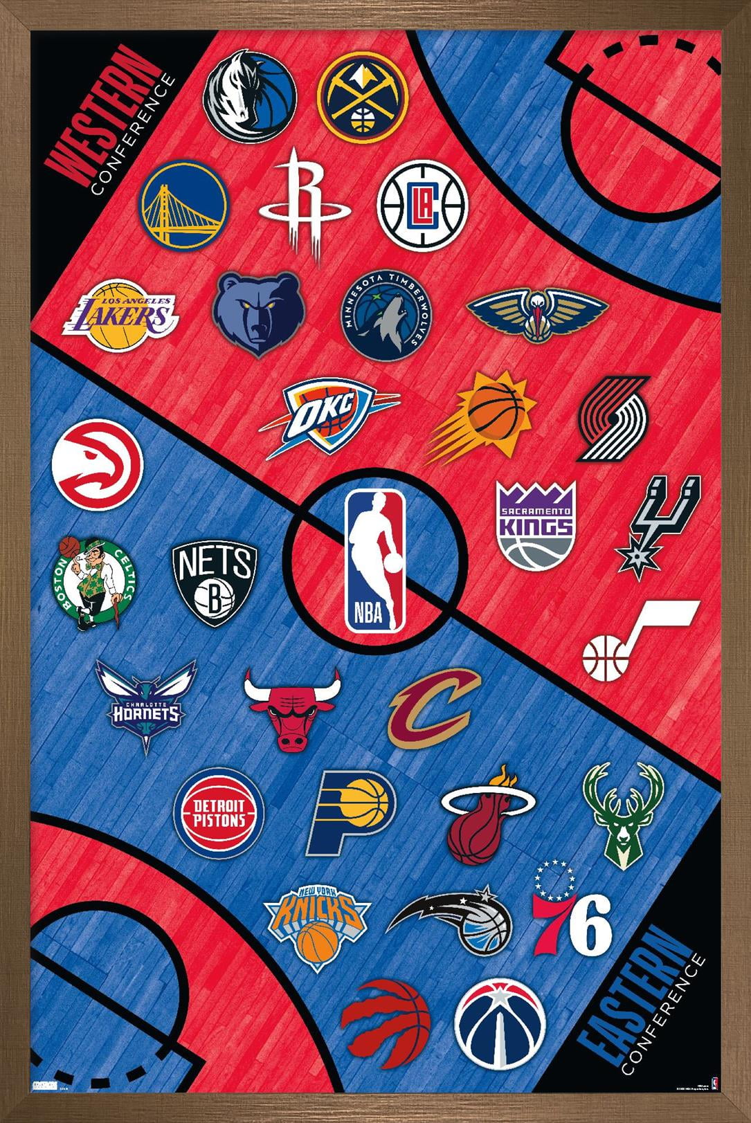 NBA League - Logos 22 Wall Poster, 22.375" x 34" Framed - Walmart.com