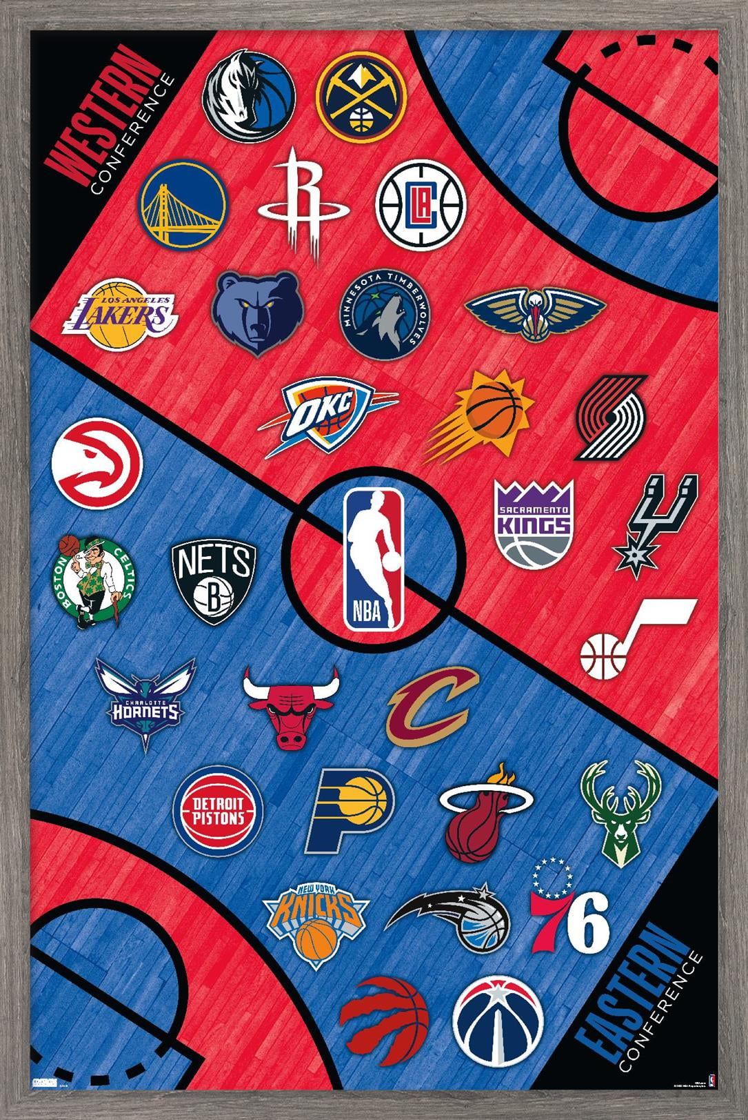NBA League - Logos 22 Wall Poster, 22.375" x 34" Framed - Walmart.com