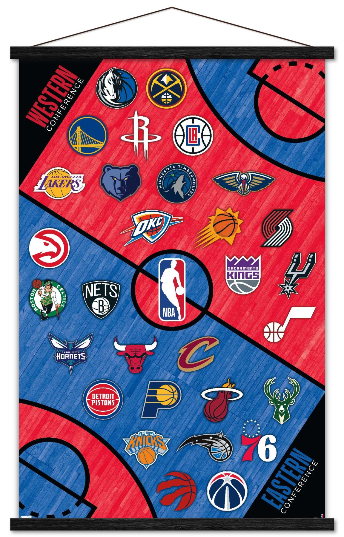 NBA League - Logos 22 Wall Poster with Magnetic Frame, 22.375" x 34 ...